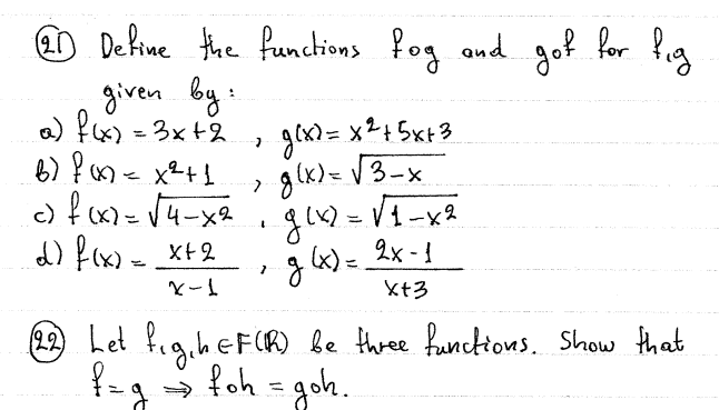 Solved (21) Define the functions fog and gof for fig given | Chegg.com