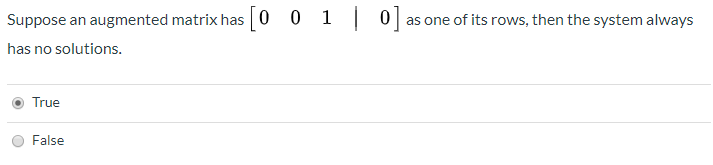Solved Suppose an augmented matrix has [0 0 has no | Chegg.com
