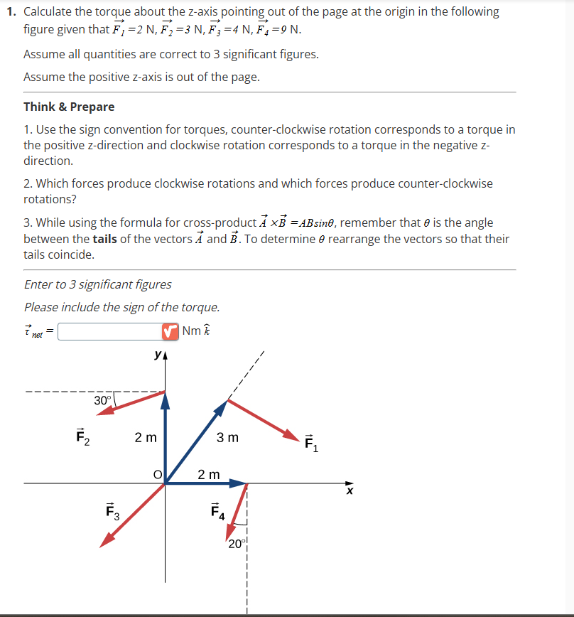 Calculate the torque about the z-axis pointing out of | Chegg.com