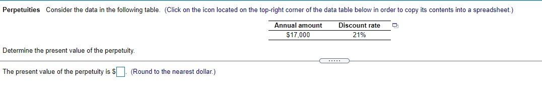 Solved Perpetuities Consider the data in the following | Chegg.com