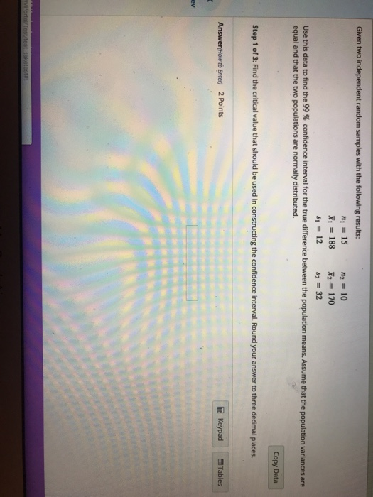 Solved Given two independent random samples with the | Chegg.com