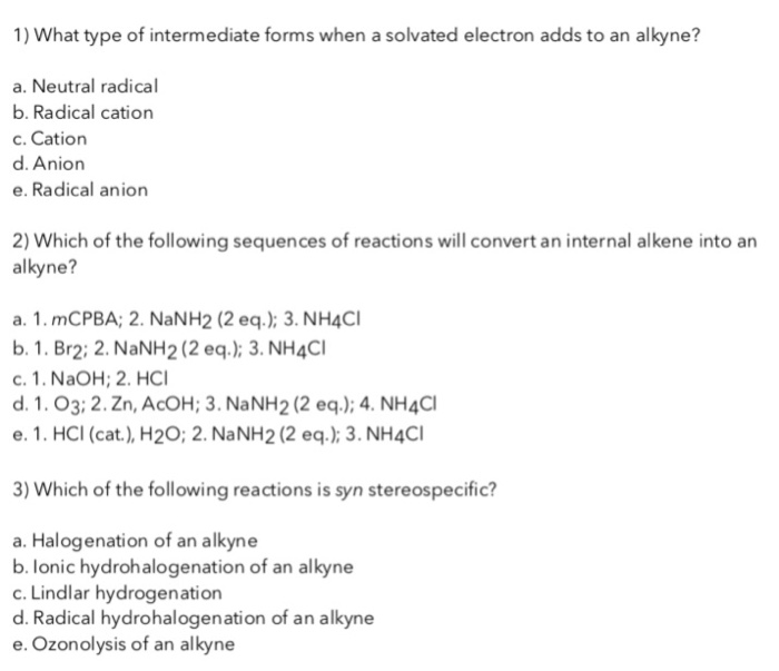 Solved 1) What type of intermediate forms when a solvated | Chegg.com