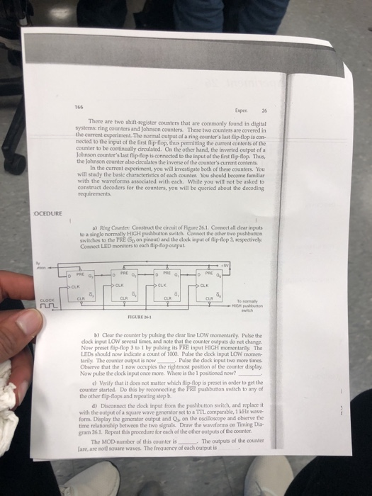 Solved 166 Exper. 26 There are two shift-register counters | Chegg.com