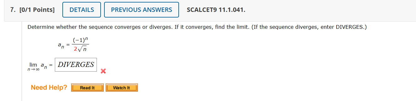 Solved Determine whether the sequence converges or diverges. | Chegg.com