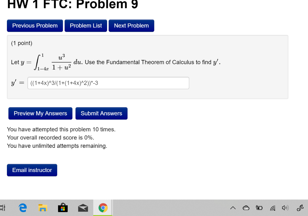 Solved HW 1 FTC: Problem 9 Previous Problem Problem List | Chegg.com