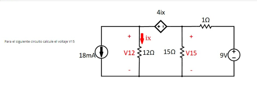 Solved 10 Para el siguiente circuito calcule el voltaje V15 | Chegg.com
