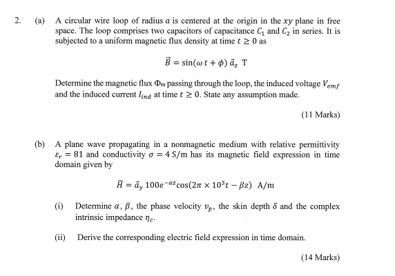 Solved (a) A circular wire loop of radius a is centered at | Chegg.com
