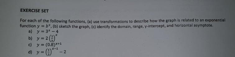 Solved EXERCISE SET 2 For each of the following functions, | Chegg.com