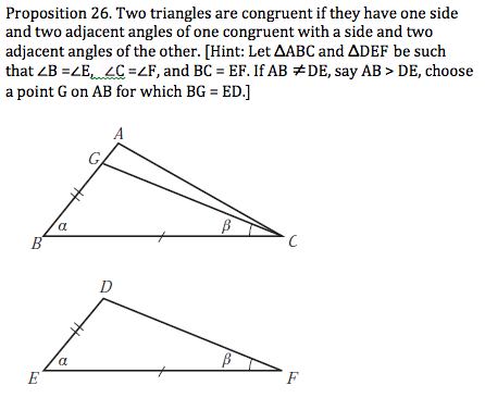 Solved Proposition 26. Two triangles are congruent if they | Chegg.com