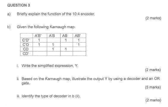 Solved QUESTION 3 a) Briefly explain the function of the | Chegg.com