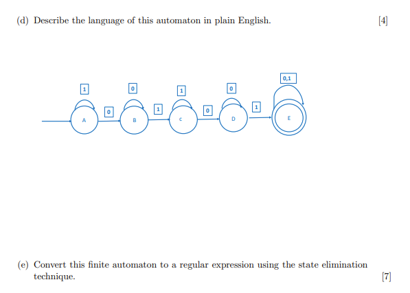 (d) Describe the language of this automaton in plain | Chegg.com