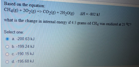 Solved Based on the equation: CH4( g)+2O2( g)⇒CO2( | Chegg.com