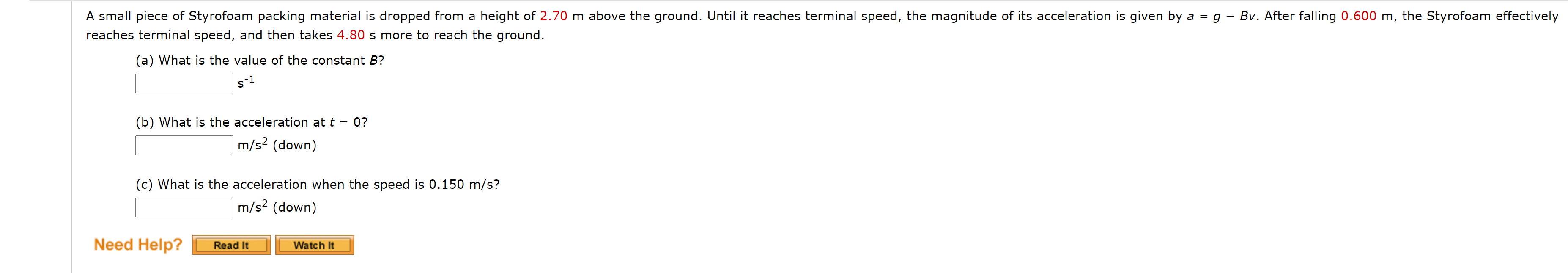 Solved A small piece of Styrofoam packing material is | Chegg.com