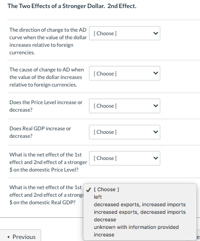 Solved The Two Effects of a Stronger Dollar. 1st Effect. | Chegg.com