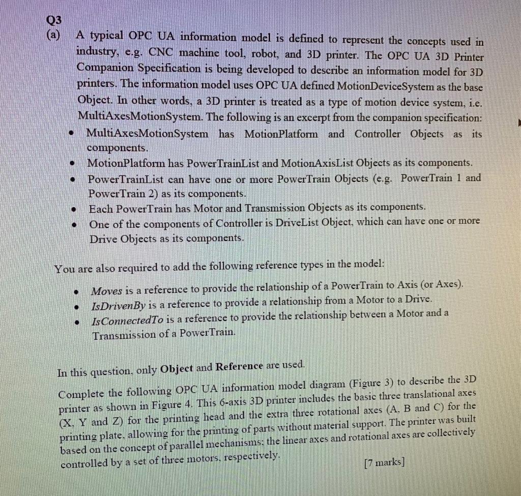Q3 (a) A typical OPC UA information model is defined | Chegg.com