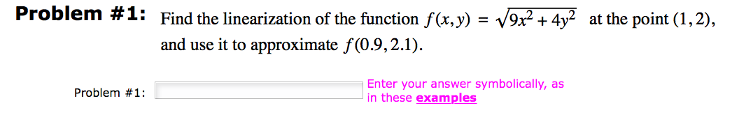 Solved Problem #1: Find the linearization of the function | Chegg.com