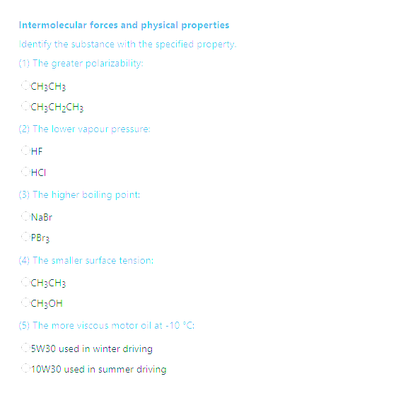 Solved Intermolecular forces and physical properties | Chegg.com