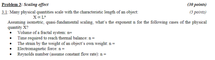 Solved Problem 3: Scaling effect (30 points) 3.1: Many | Chegg.com