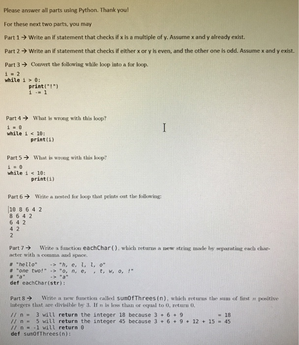 Solved Please answer all parts using Python. Thank you! For | Chegg.com