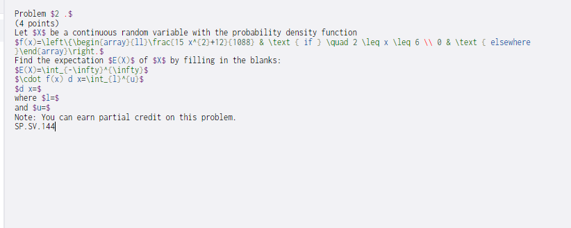 Solved Problem $2$ (4 points) Let sxs be a continuous random | Chegg.com
