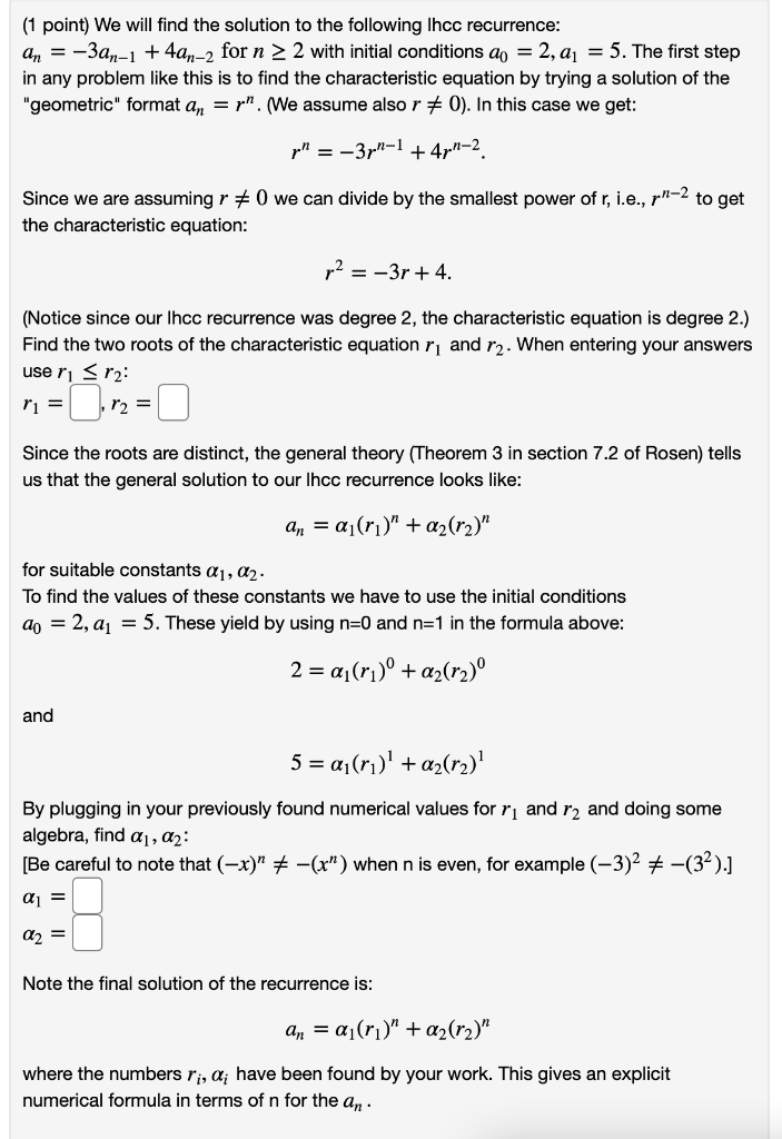 Solved (1 point) We will find the solution to the following | Chegg.com