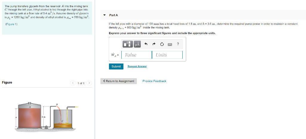 Solved The pump transfers glycerin from the reservoir A into | Chegg.com