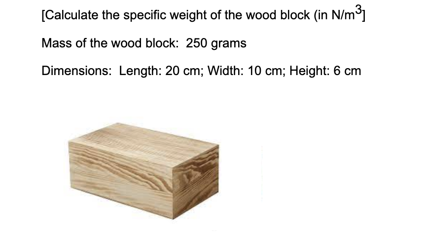 Solved [Calculate the specific weight of the wood block (in | Chegg.com