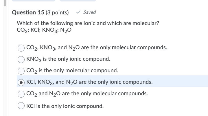 Solved Question 15 (3 points) Saved Which of the following | Chegg.com