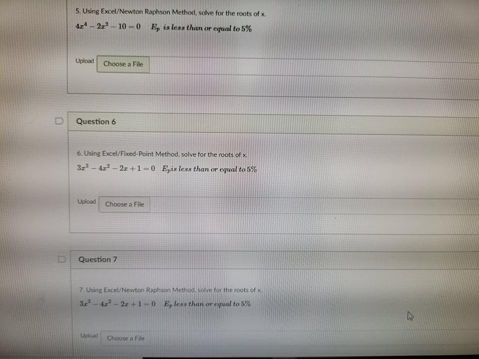Solved 5. Using Excel/Newton Raphson Method, solve for the | Chegg.com