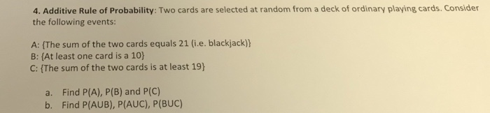 Solved 4. Additive Rule of Probability: Two cards are | Chegg.com
