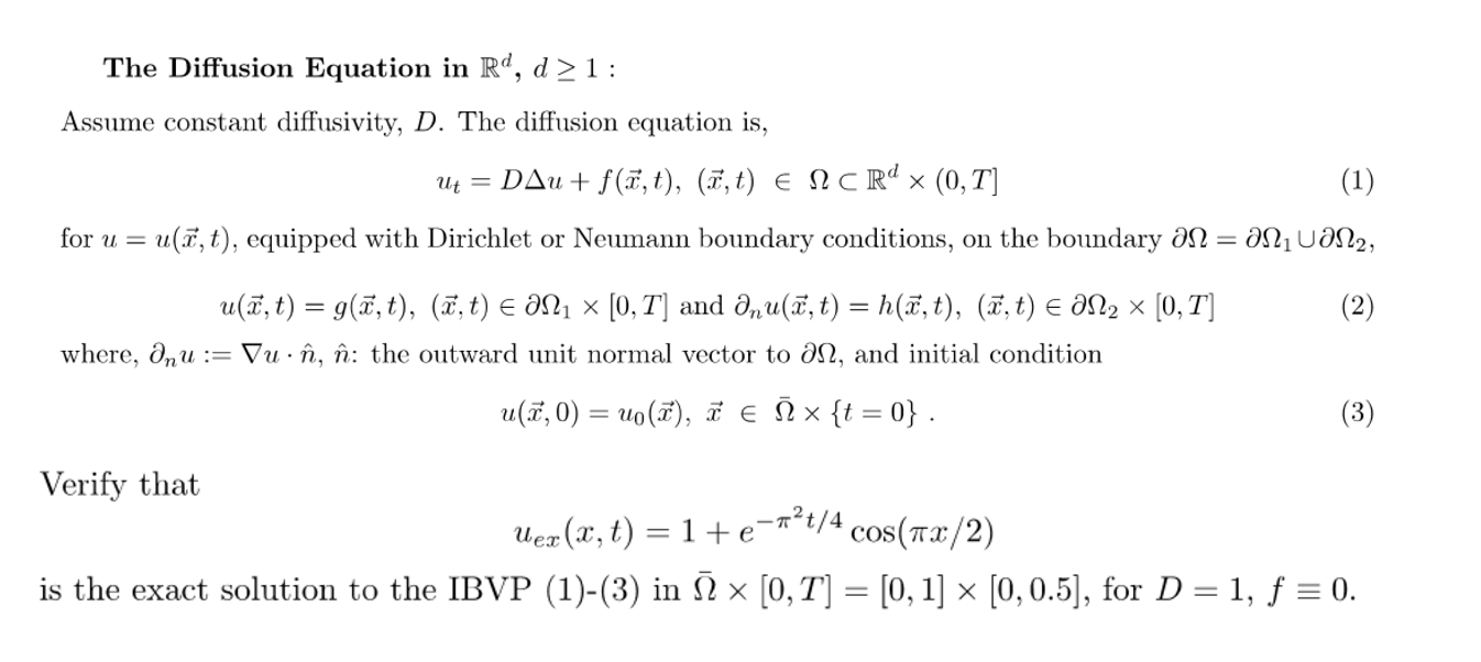 Solved The Diffusion Equation In Rd D≥1 Assume Constant