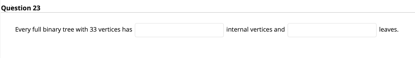 Solved Question 23 Every full binary tree with 33 vertices | Chegg.com