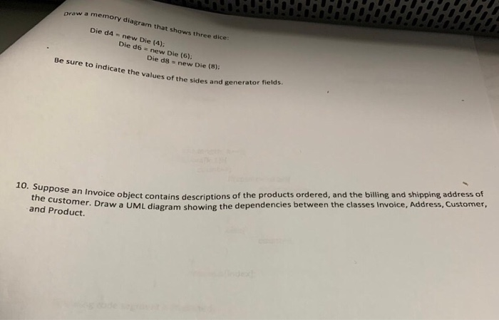 Solved praw a memory diagram that shows three dice: Die d4 | Chegg.com