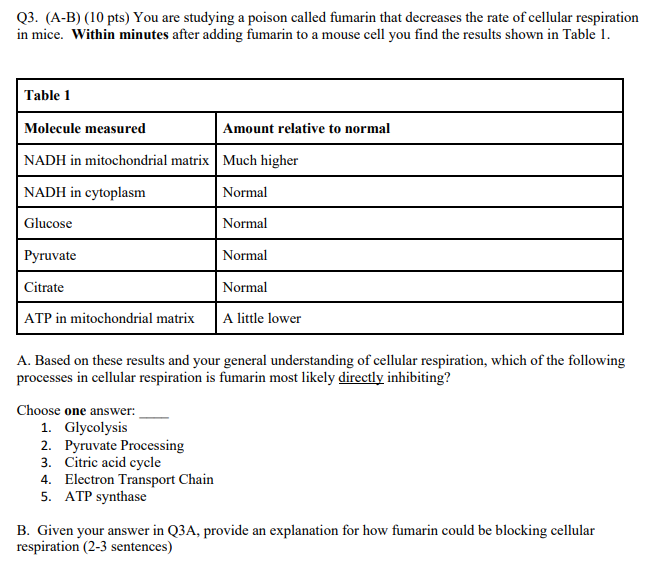 Solved Q3. (A-B) (10 pts) You are studying a poison called | Chegg.com