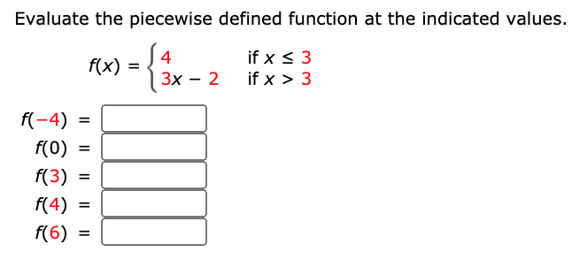 Solved Evaluate the piecewise defined function at the | Chegg.com