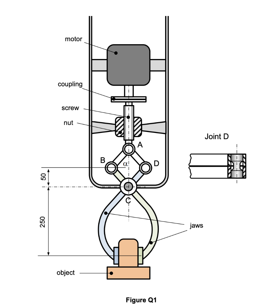 Solved Q1. The gripper of a robotic arm is shown in Figure | Chegg.com