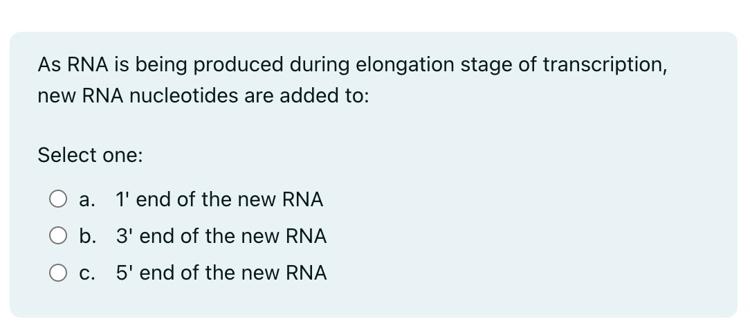 Solved As RNA is being produced during elongation stage of | Chegg.com