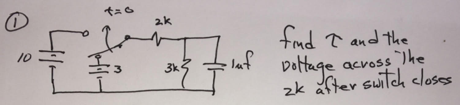 Solved find \( \tau \) ﻿and the Doltage across the 2k after | Chegg.com