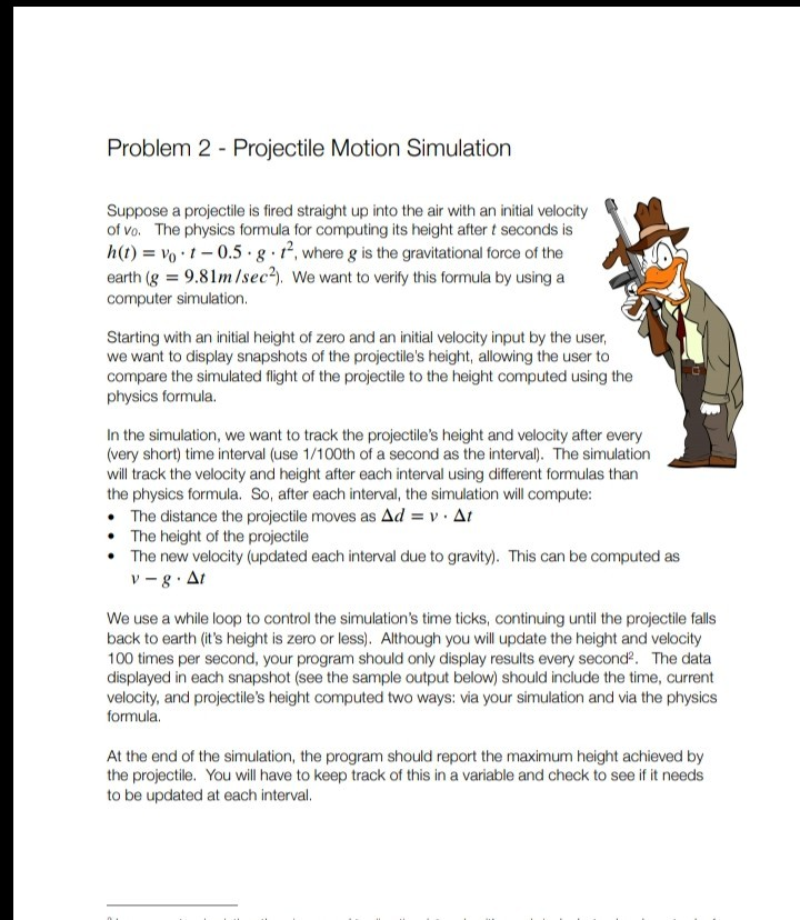 Solved Problem 2 Projectile Motion Simulation Suppose a | Chegg.com