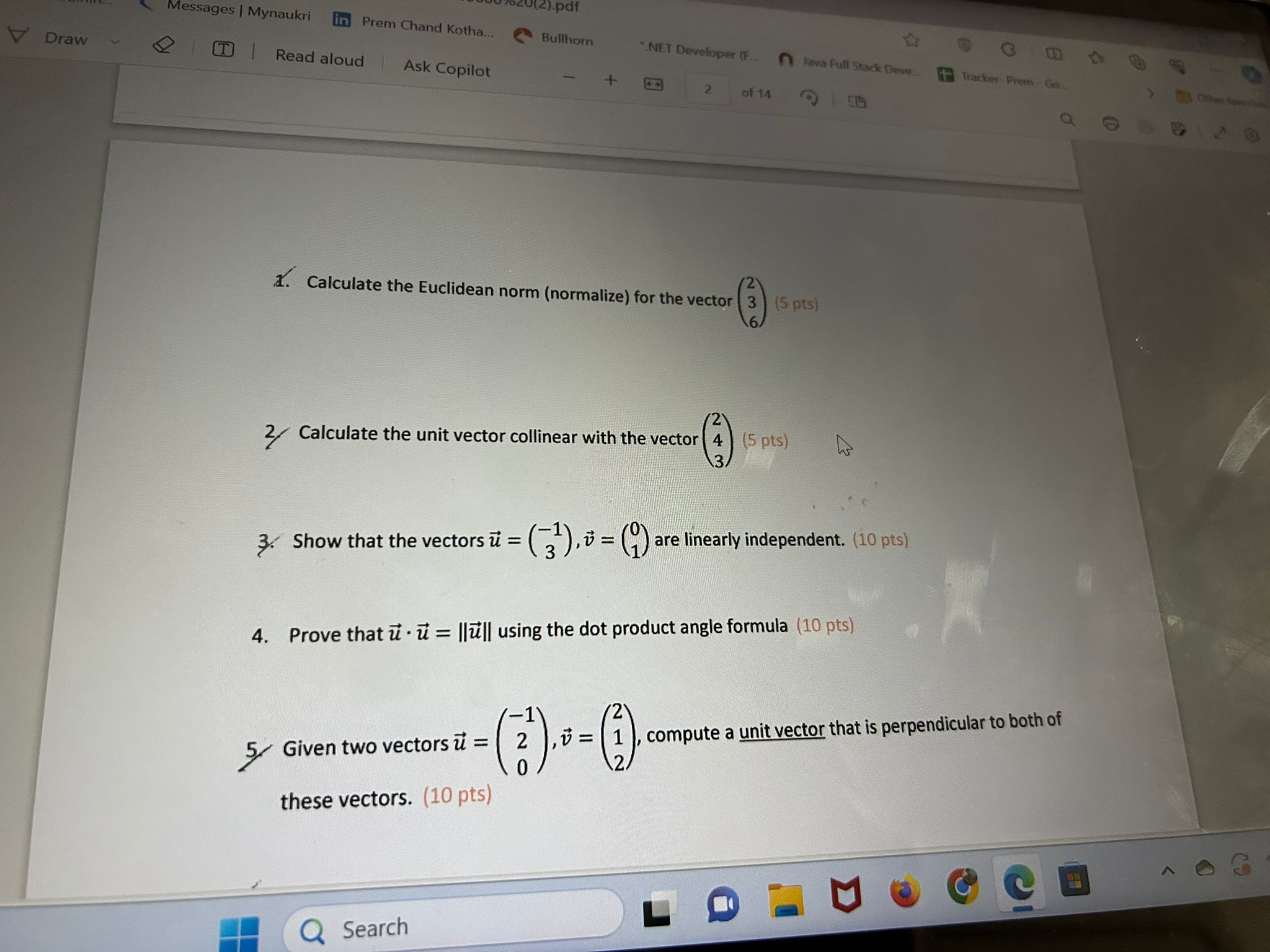 Solved Calculate The Unit Vector Collinear With The Vector