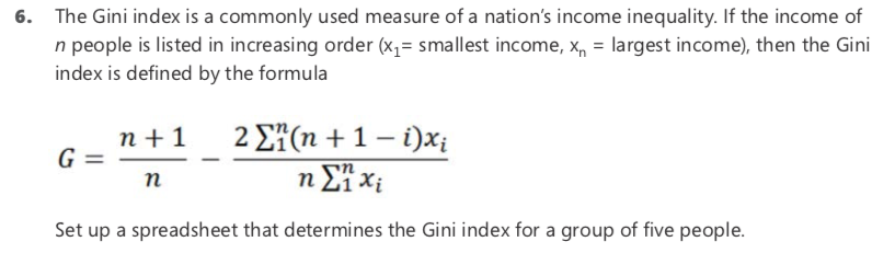 Solved 6. The Gini index is a commonly used measure of a | Chegg.com