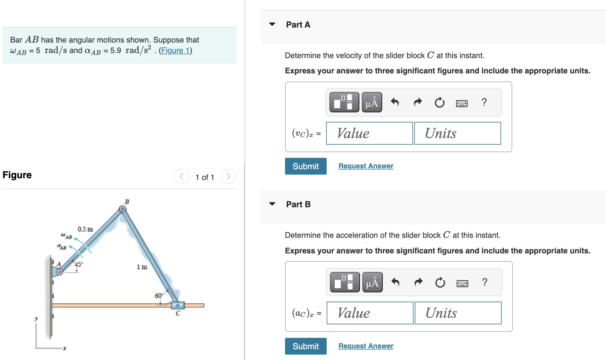 Solved Bar AB ﻿has the angular motions shown. Suppose | Chegg.com