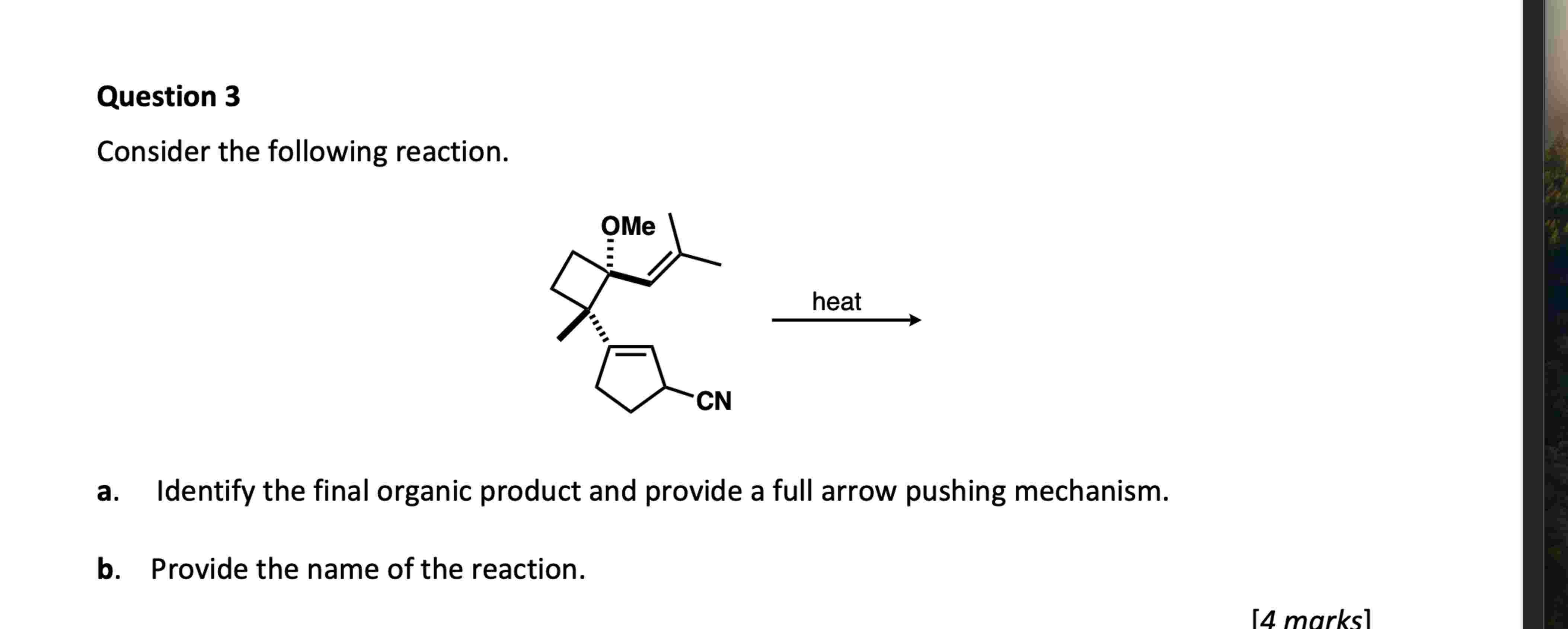 Solved Question 3 ﻿Consider the following reaction. a. | Chegg.com
