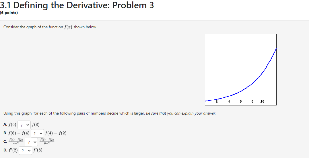 Solved 3.1 Defining the Derivative: Problem 3 ( 6 points) | Chegg.com
