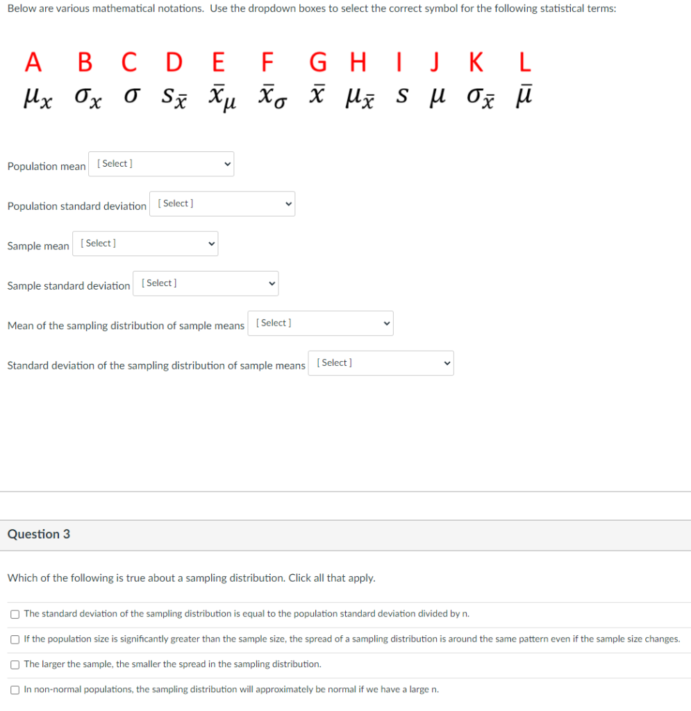 Solved Below are various mathematical notations. Use the | Chegg.com
