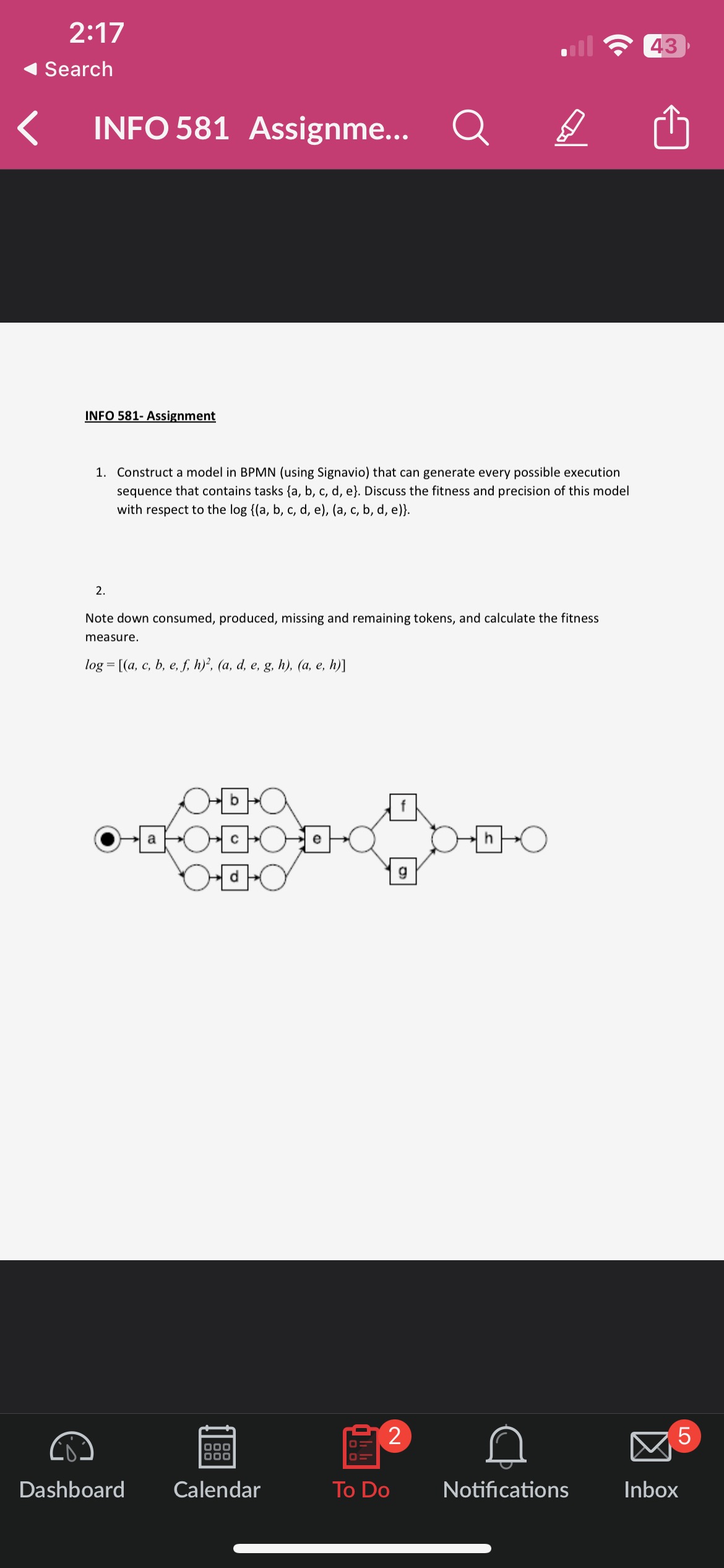 Solved 1. Construct a model in BPMN (using Signavio) that | Chegg.com