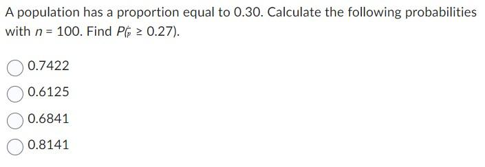 Solved A population has a proportion equal to 0.30. | Chegg.com