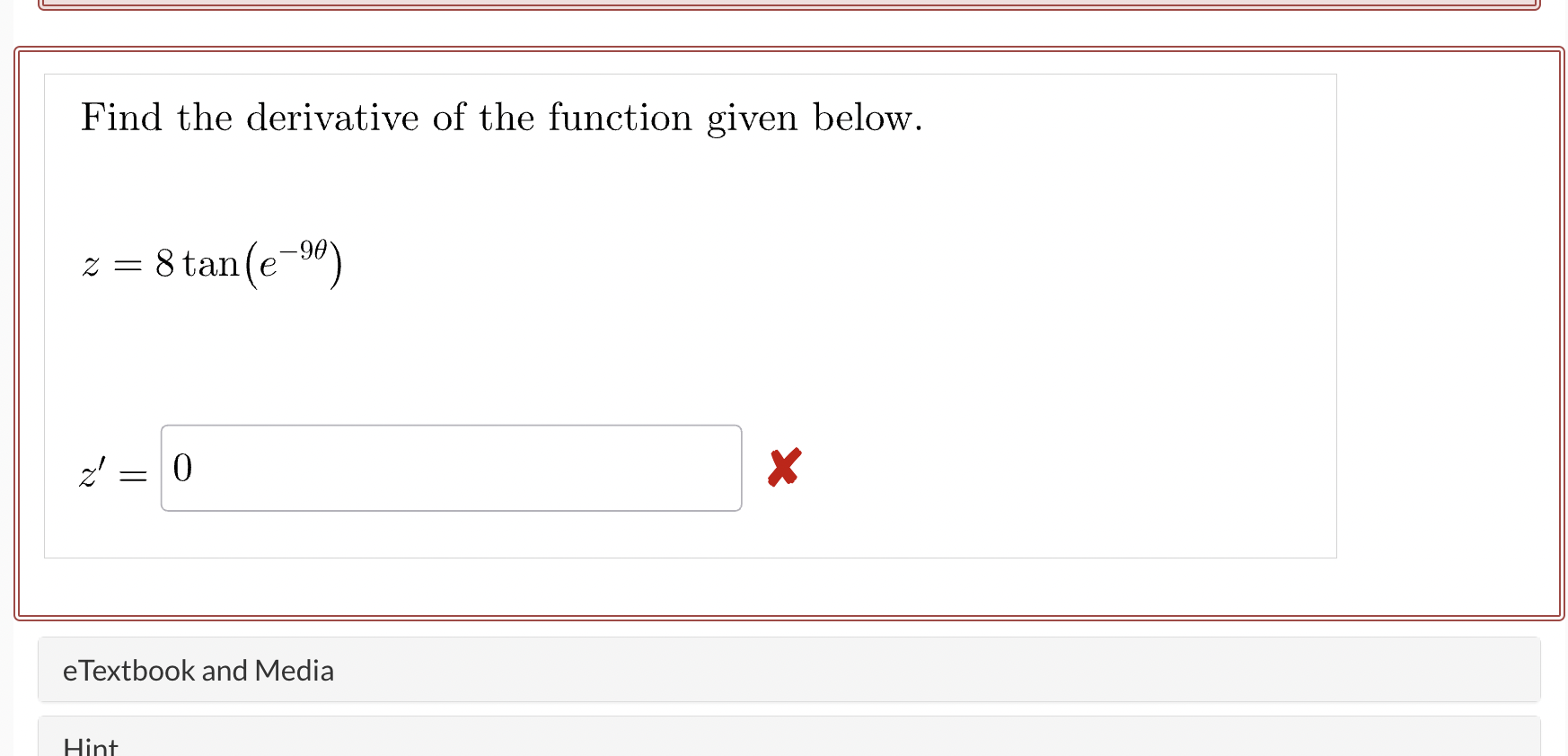 Solved Find the derivative of the function given below. | Chegg.com