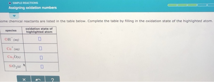 Solved O SIMPLE REACTIONS Assigning oxidation numbers ome | Chegg.com