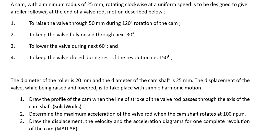 A cam, with a minimum radius of 25 mm, rotating | Chegg.com